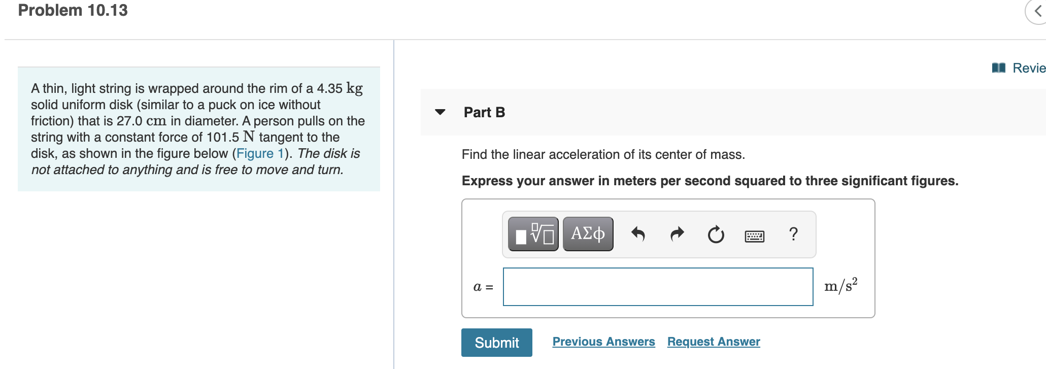 Solved A thin, light string is wrapped around the rim of | Chegg.com