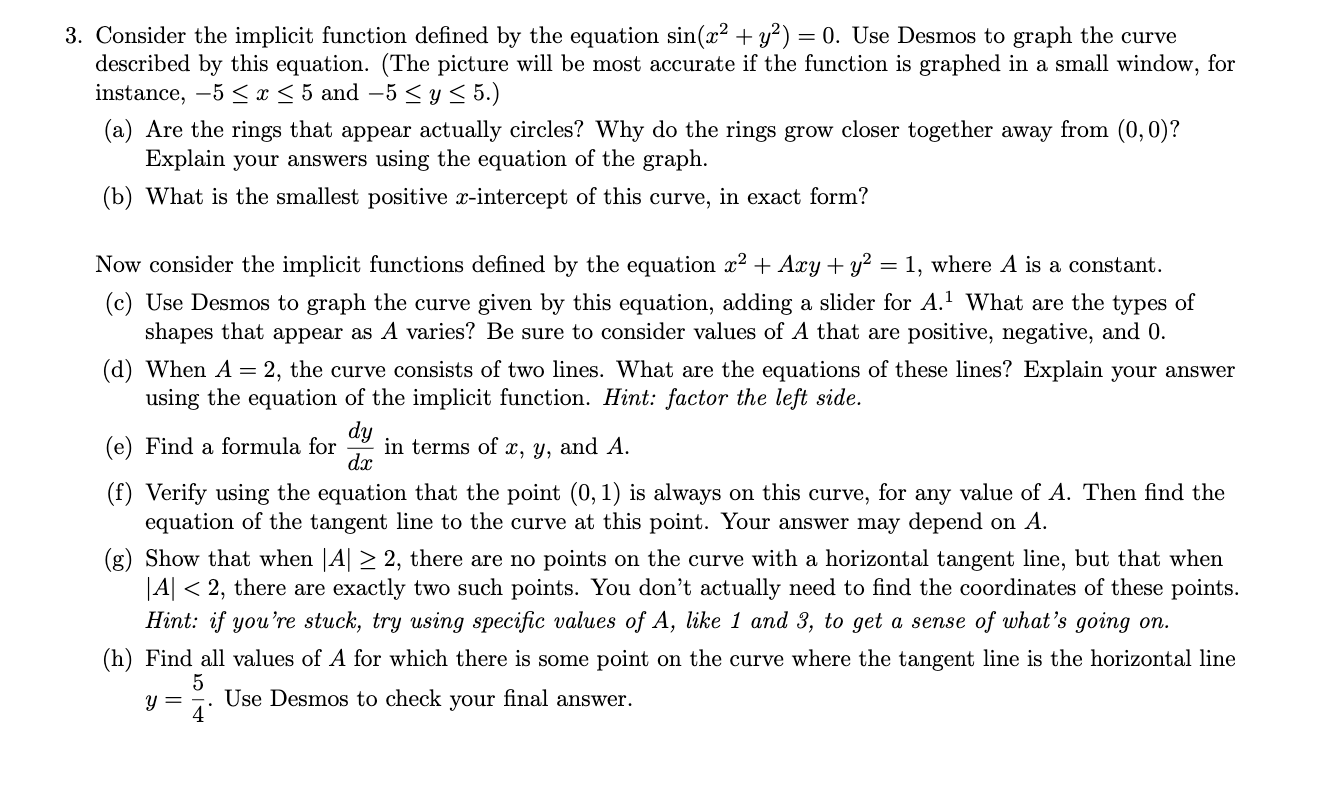 Solved 3. Consider the implicit function defined by the | Chegg.com