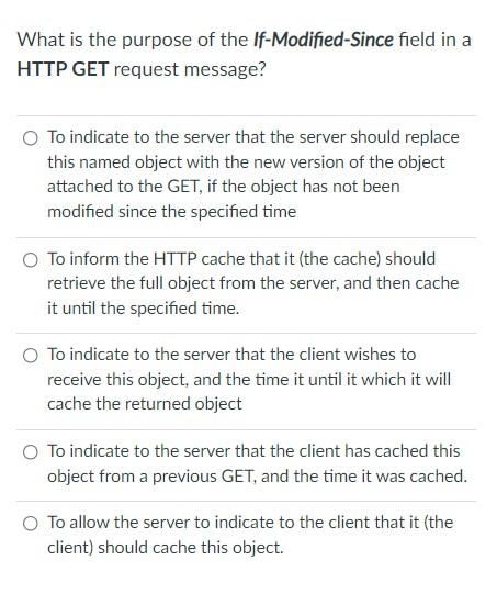 Solved What is the purpose of the If- Modified-Since field | Chegg.com