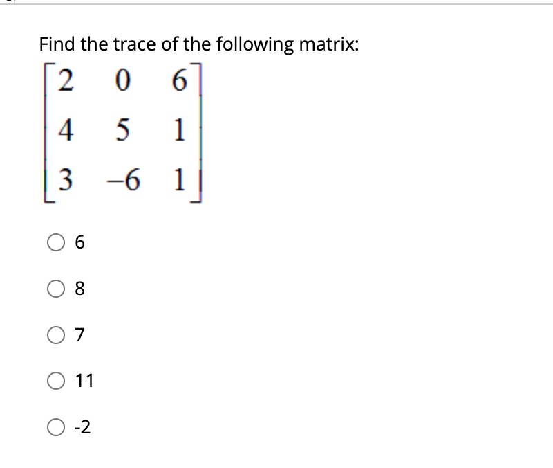 Solved Find the trace of ﻿the following | Chegg.com