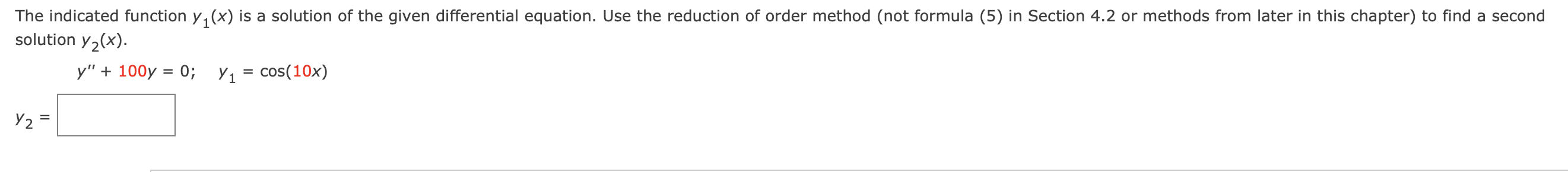 Solved The indicated function y1(x) is a solution of the | Chegg.com