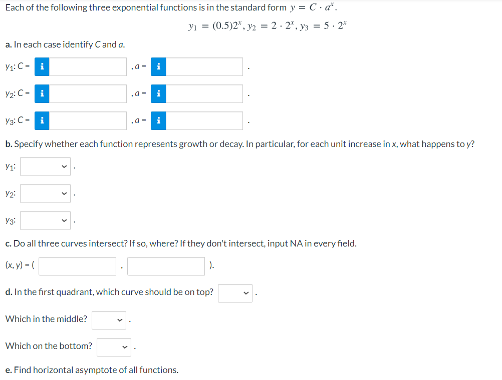 Solved Each of the following three exponential functions is | Chegg.com