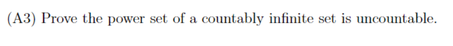 Solved (A3) Prove the power set of a countably infinite set | Chegg.com