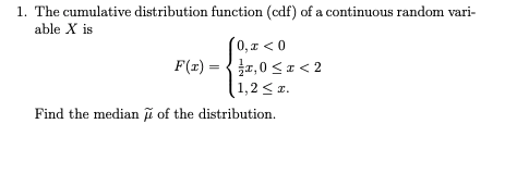 Solved able X is 1. The cumulative distribution function | Chegg.com