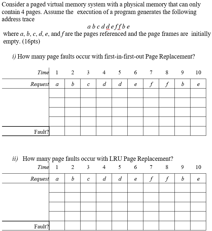 Solved Consider a paged virtual memory system with a | Chegg.com