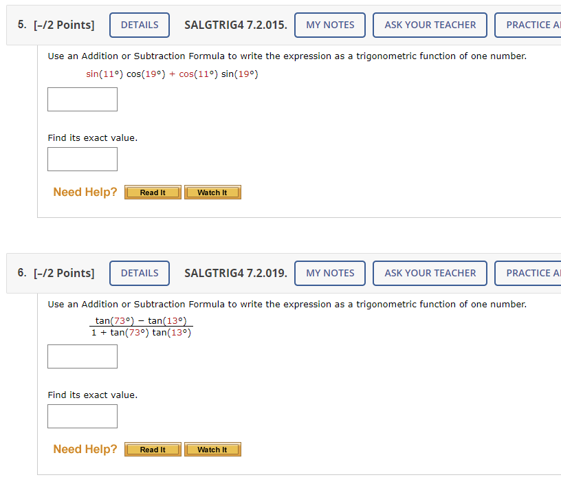 Solved 5. [-12 Points] DETAILS SALGTRIG4 7.2.015. MY NOTES | Chegg.com