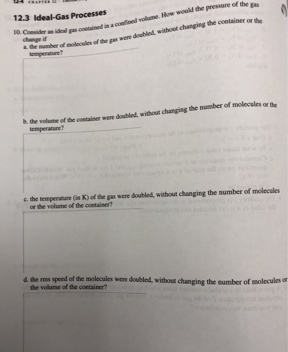 Solved 12.3 Ideal-Gas Processes 10. Consider an ideal gas | Chegg.com