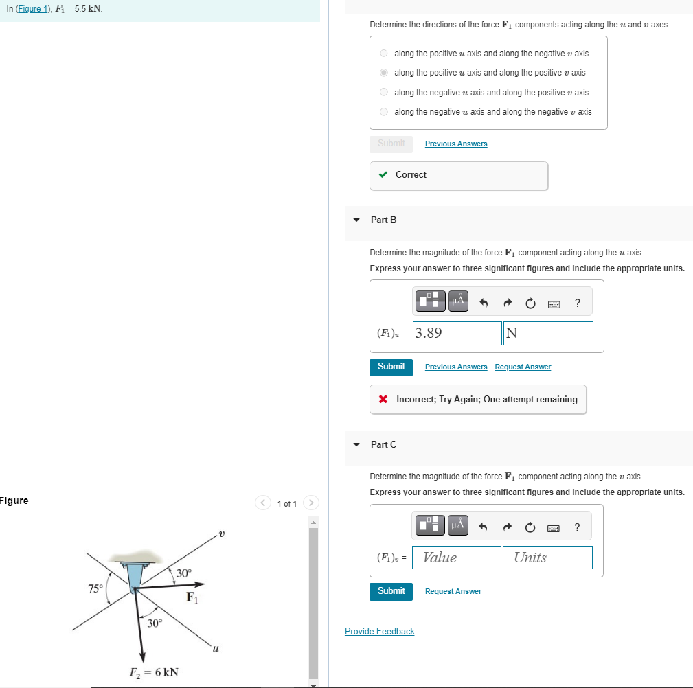 Solved F1=5.5kN. Determine the directions of the force F1 | Chegg.com