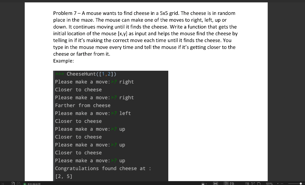 Solved Problem 7 - A mouse wants to find cheese in a 5×5 | Chegg.com