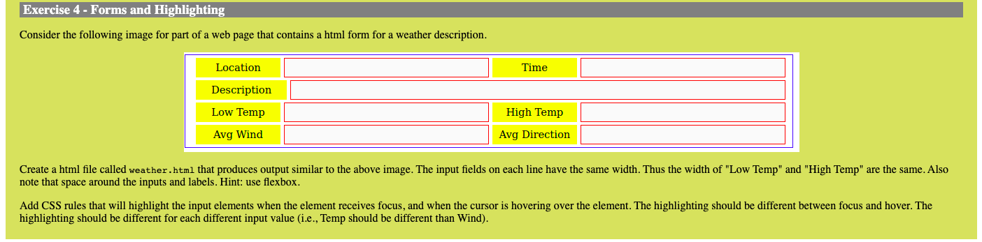 Solved Exercise 4 - Forms and Highlighting Consider the | Chegg.com