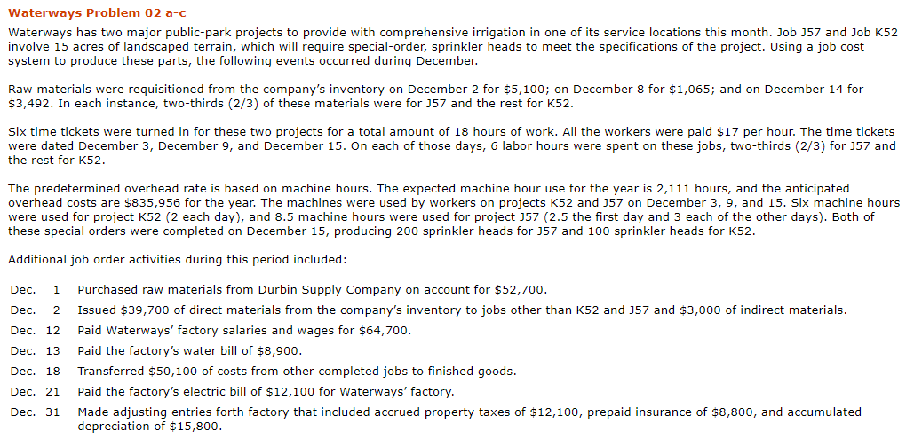 Solved Waterways Problem 02 a-c Waterways has two major | Chegg.com