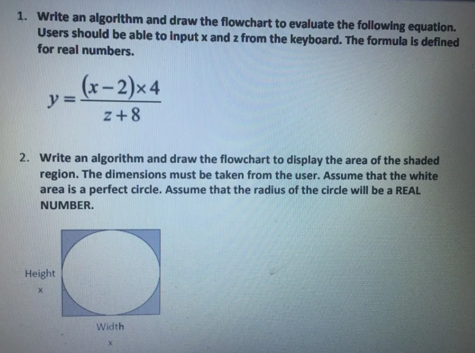 Solved Algorithm and flowchart. You must follow the rules | Chegg.com