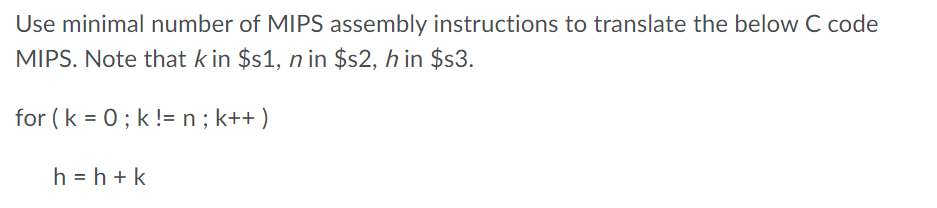 Solved Use minimal number of MIPS assembly instructions to | Chegg.com