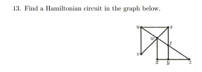 Solved 13. Find a Hamiltonian circuit in the graph below. 21 | Chegg.com