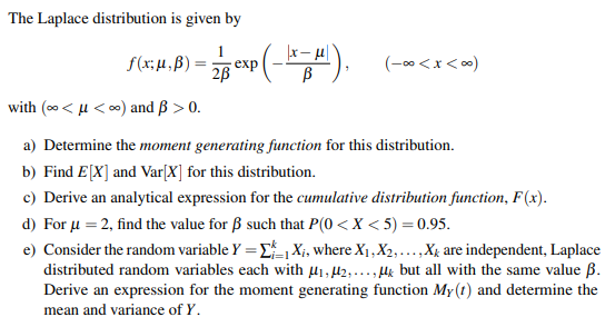 Solved The Laplace distribution is given by | Chegg.com