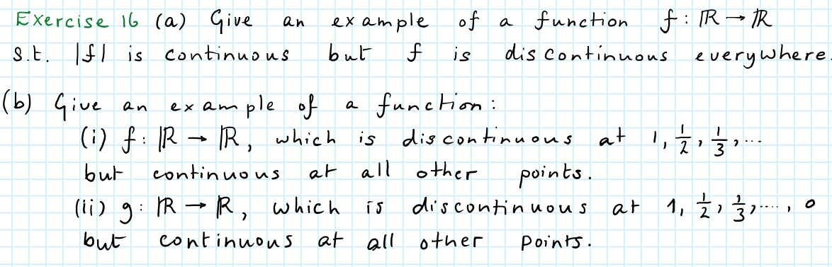 Solved Exercise 16 (a) Give an example of a function f:R→R | Chegg.com
