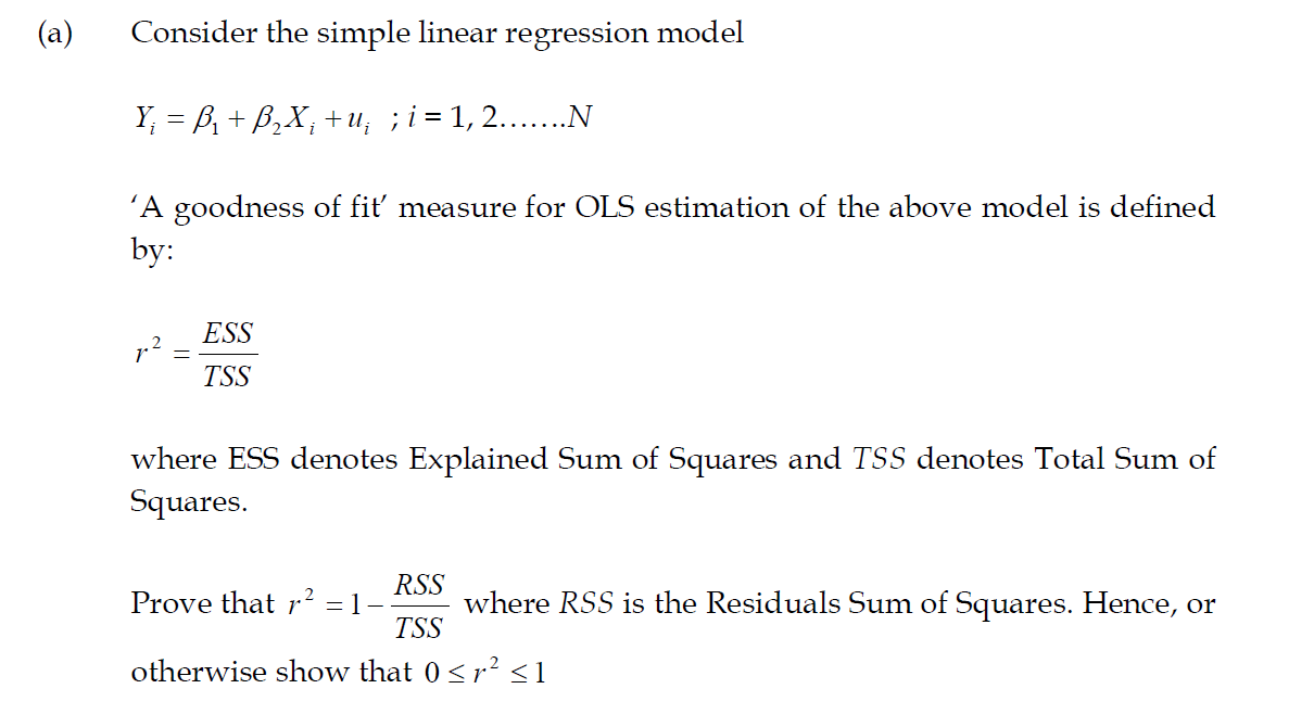 Solved (a) Consider the simple linear regression model Y; = | Chegg.com