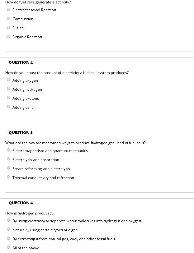 Solved How do fuel cells generate electricity? O | Chegg.com