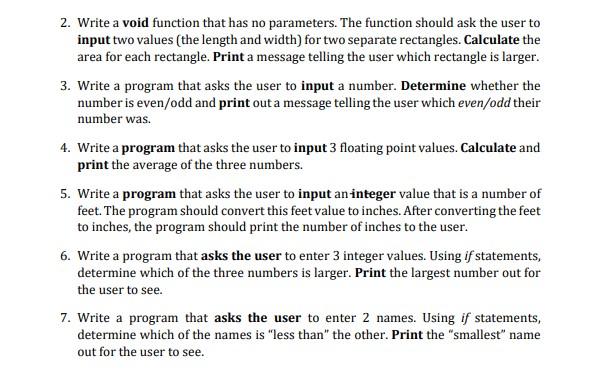 Solved 2. Write a void function that has no parameters. The | Chegg.com