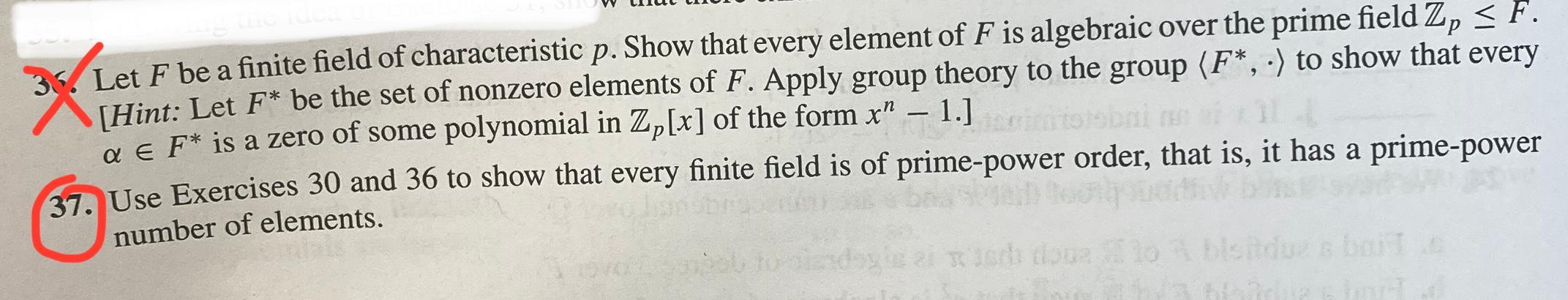 36. Let F be a finite field of characteristic p. Show | Chegg.com
