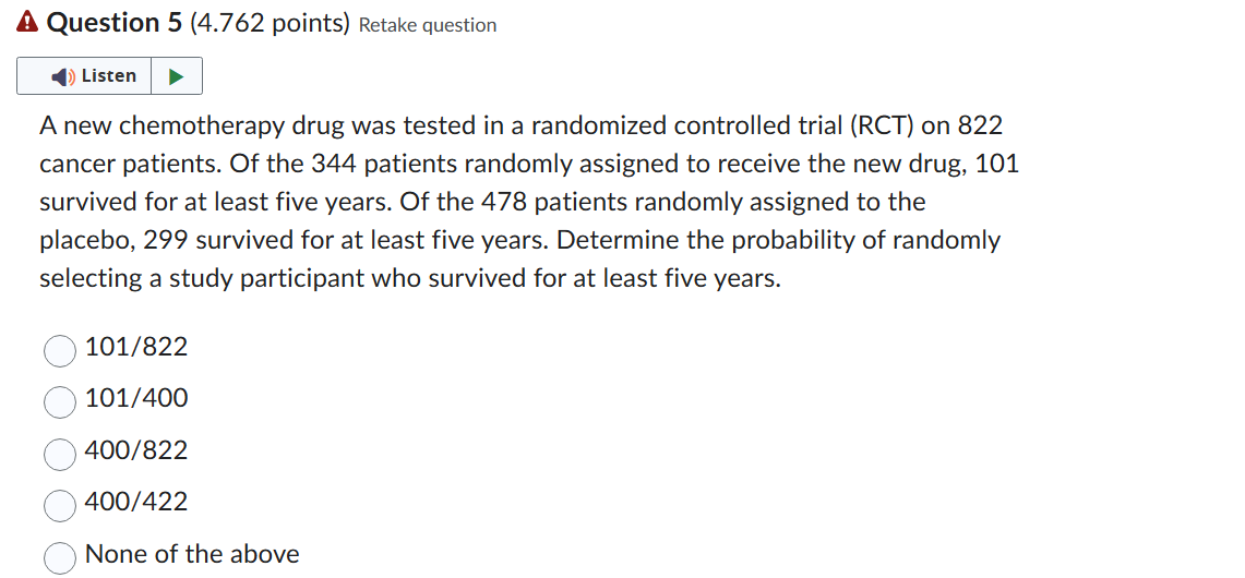 Solved A Question 5 (4.762 points) Retake question A new | Chegg.com
