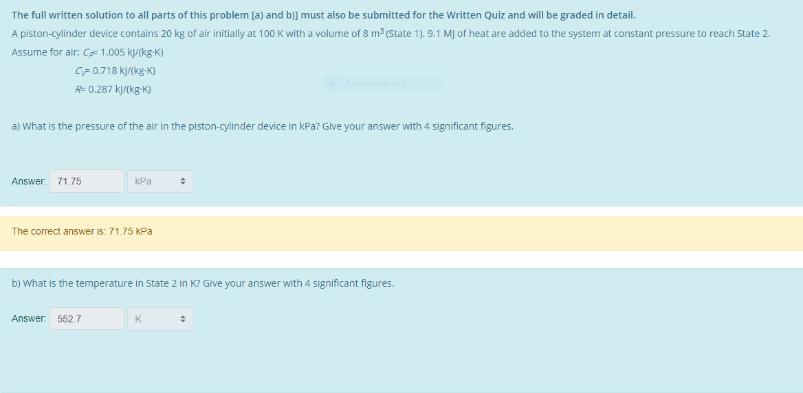 Solved IMPORTANT: Plug in 8 MJ instead of 9.1 MJ for heat | Chegg.com