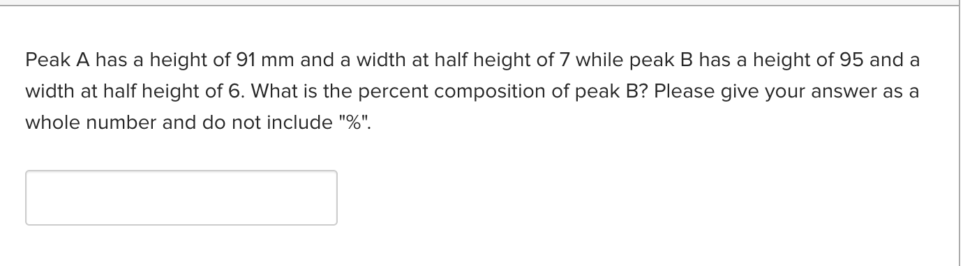 Solved Peak A has a height of 91 ﻿mm and a width at half | Chegg.com