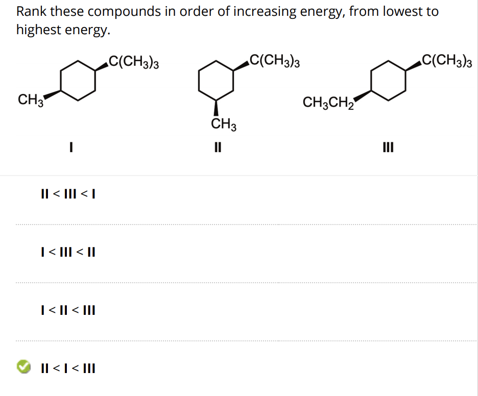Solved Rank these compounds in order of increasing energy, | Chegg.com