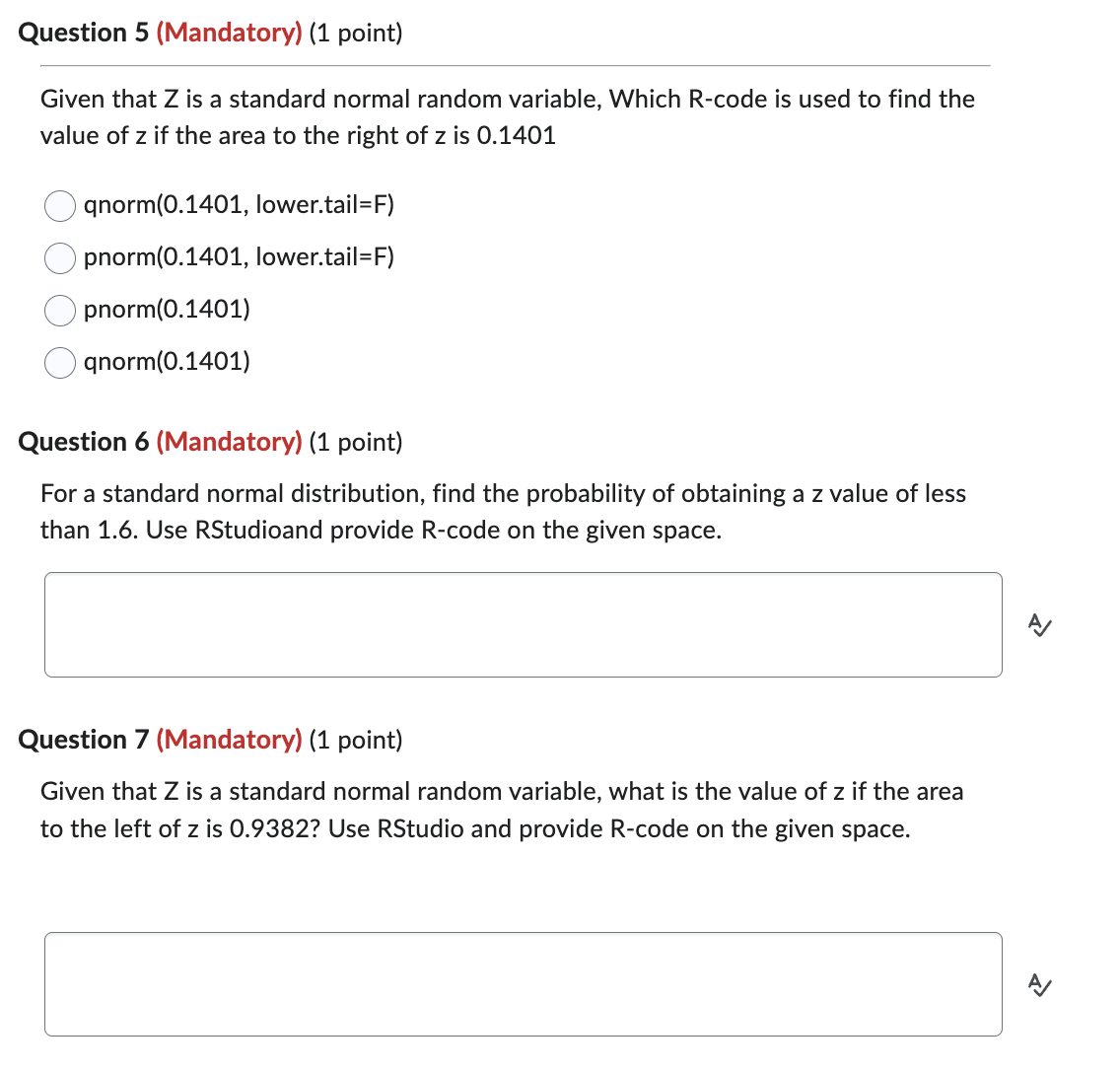 Solved Question 5 (Mandatory) (1 ﻿point)Given that Z ﻿is a | Chegg.com