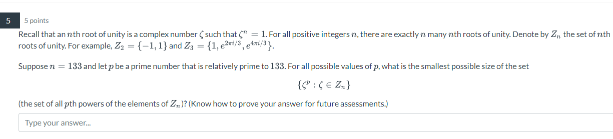 Solved Recall that an nth root of unity is a complex number | Chegg.com