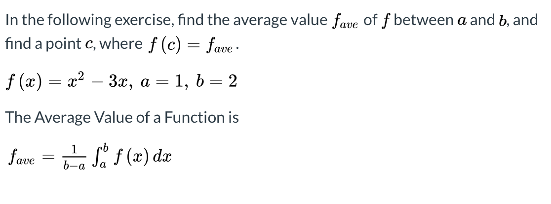 Solved In the following exercise, find the average value | Chegg.com