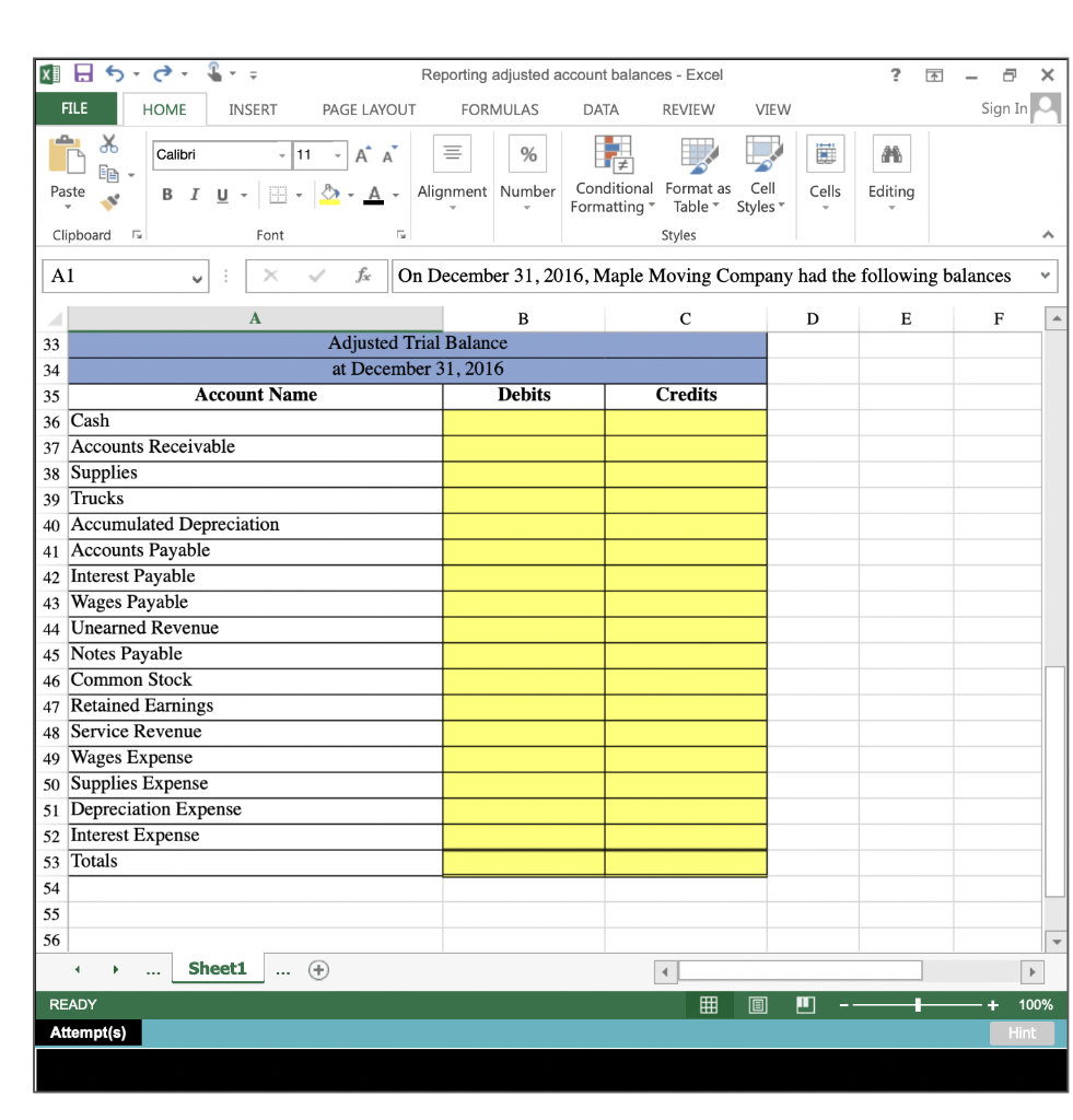 Solved X 5. Reporting adjusted account balances - Excel ? X | Chegg.com
