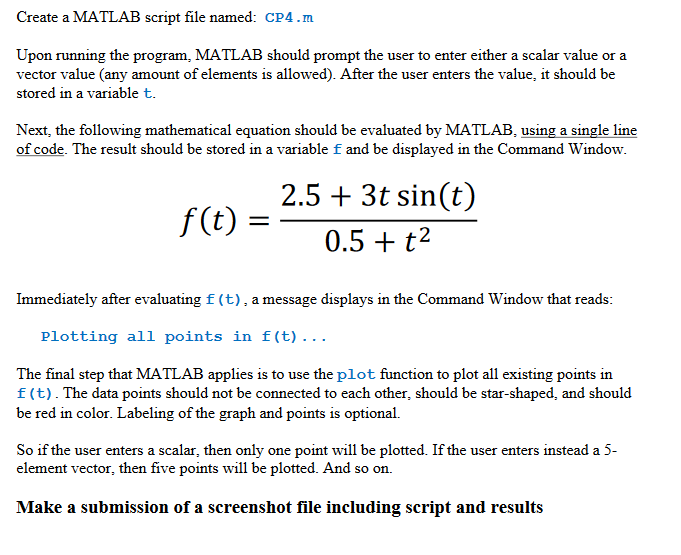 Solved Create a MATLAB script file named: CP4.m Upon running | Chegg.com