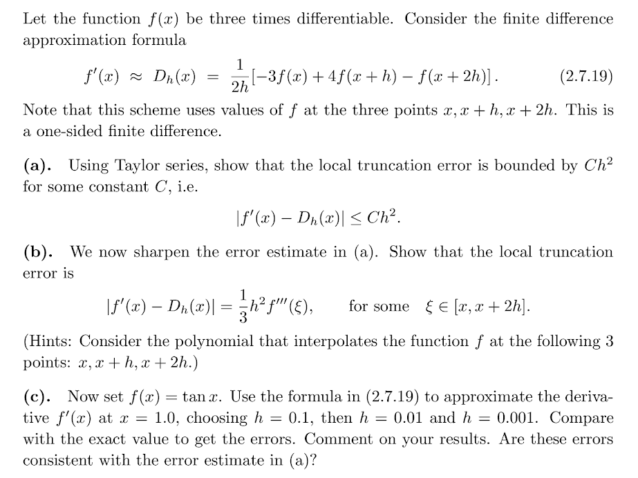 Solved Let the function f(x) be three times differentiable. | Chegg.com