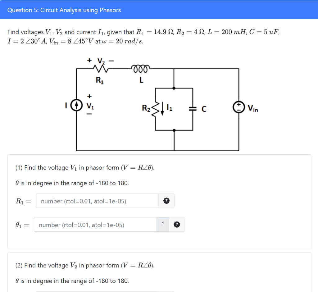 Solved Find voltages V1,V2 and current I1, given that | Chegg.com