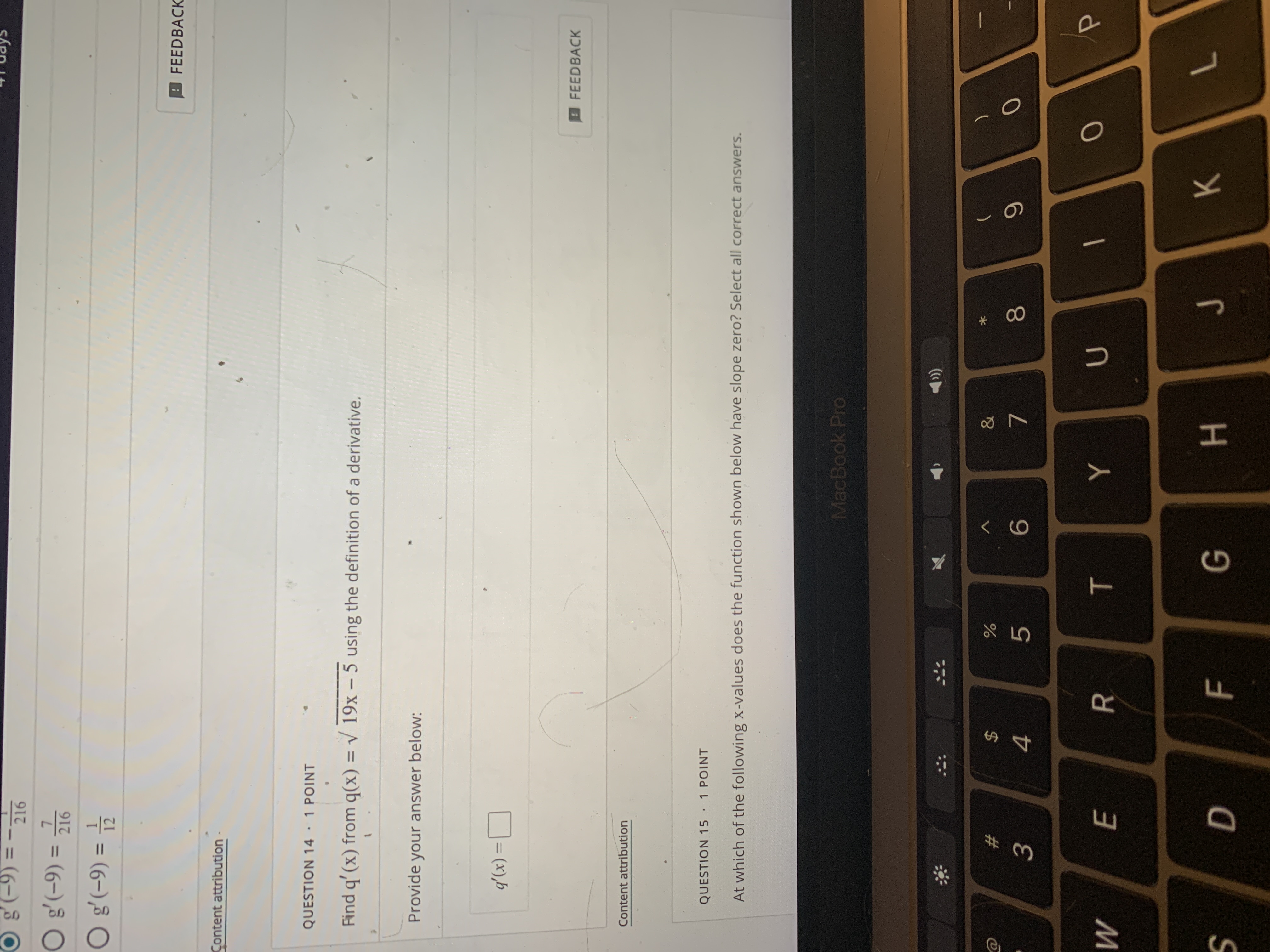 Solved QUESTION 14 - 1 ﻿POINTFind q'(x) ﻿from | Chegg.com