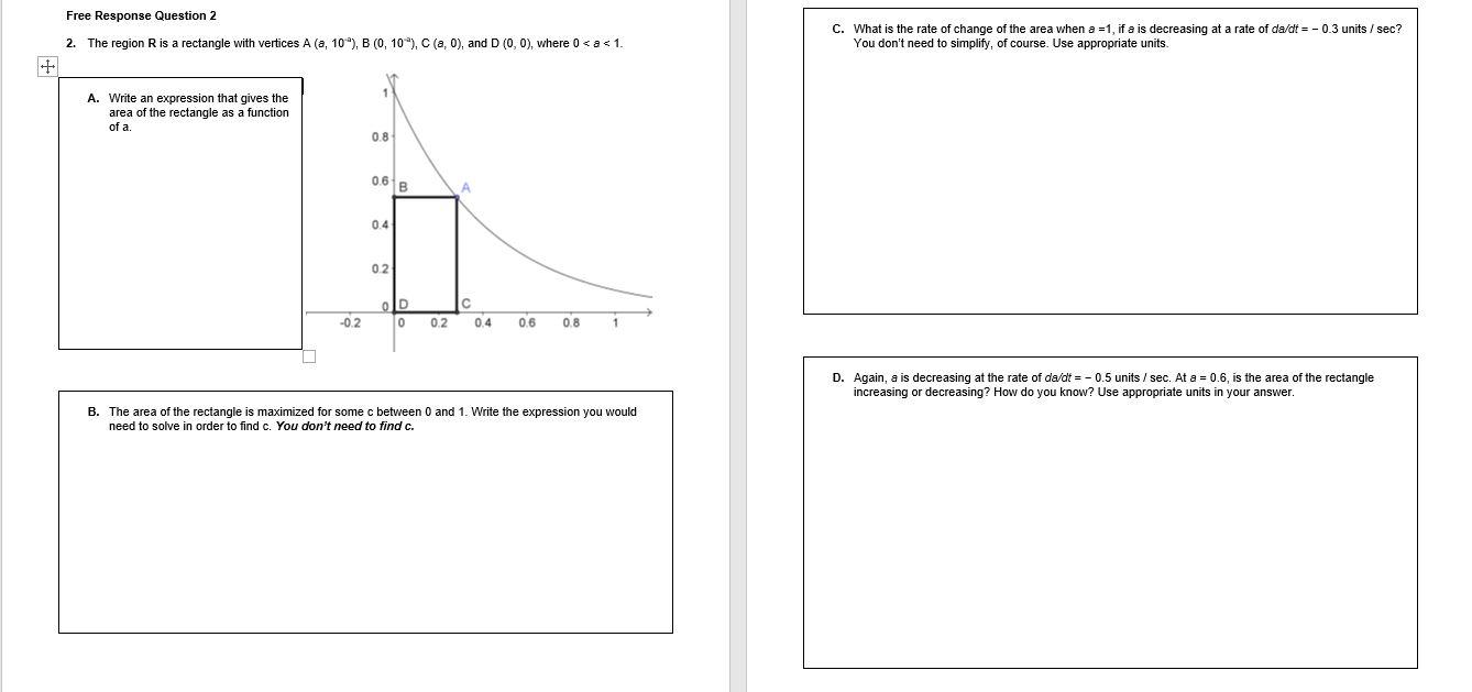 Solved Free Response Question 2 C. What is the rate of | Chegg.com