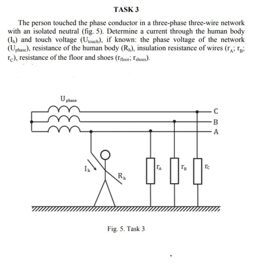 Solved TASK 3 The person touched the phase conductor in a | Chegg.com