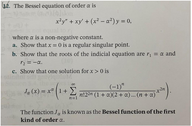 (12. The Bessel equation of order α is | Chegg.com