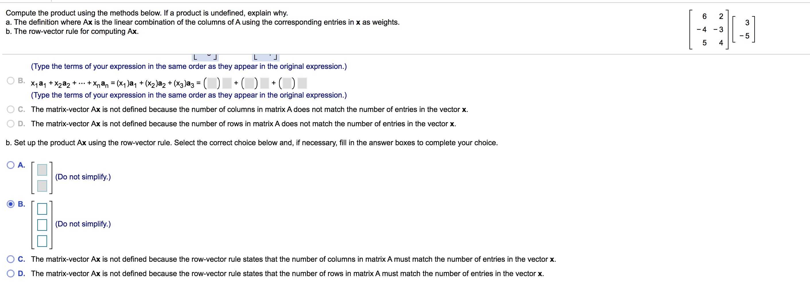 Solved 6 2 Compute the product using the methods below. If a | Chegg.com