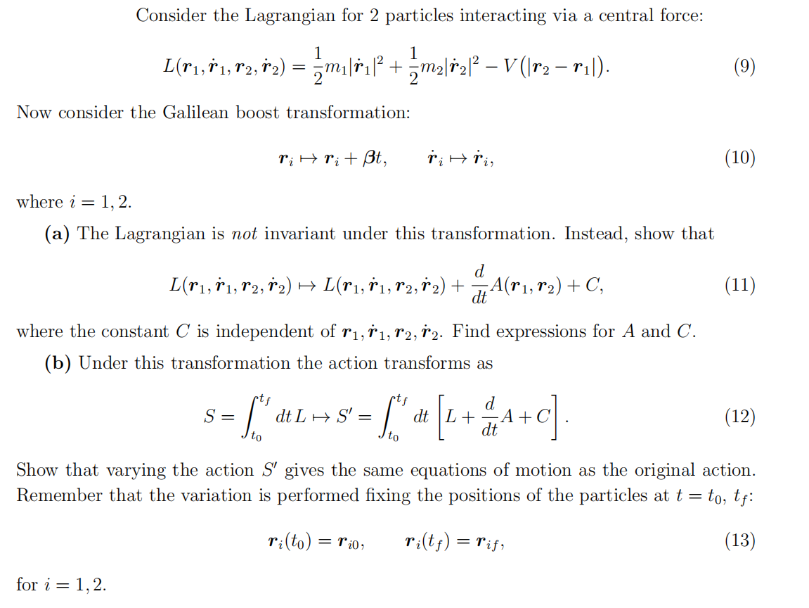 Solved Consider the Lagrangian for 2 particles interacting | Chegg.com