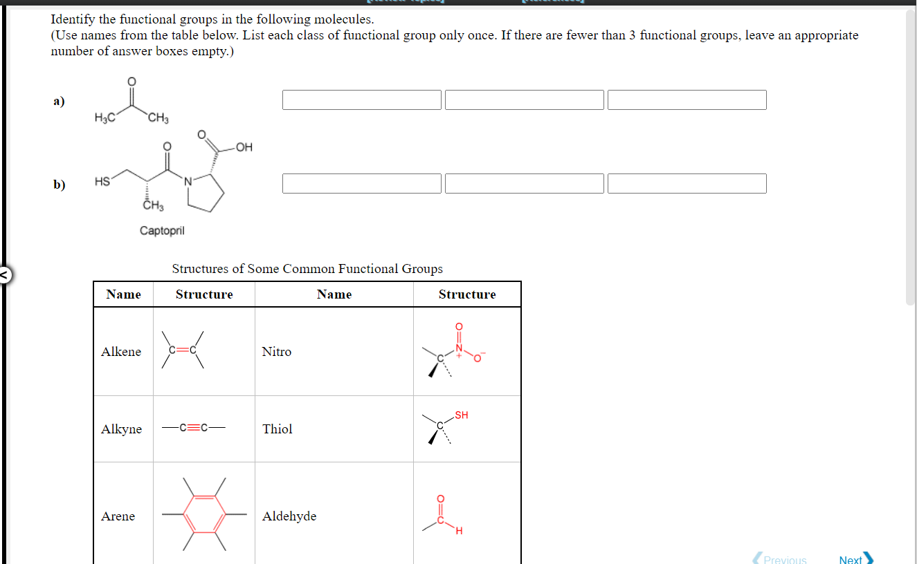 Solved Identify the functional groups in the following | Chegg.com
