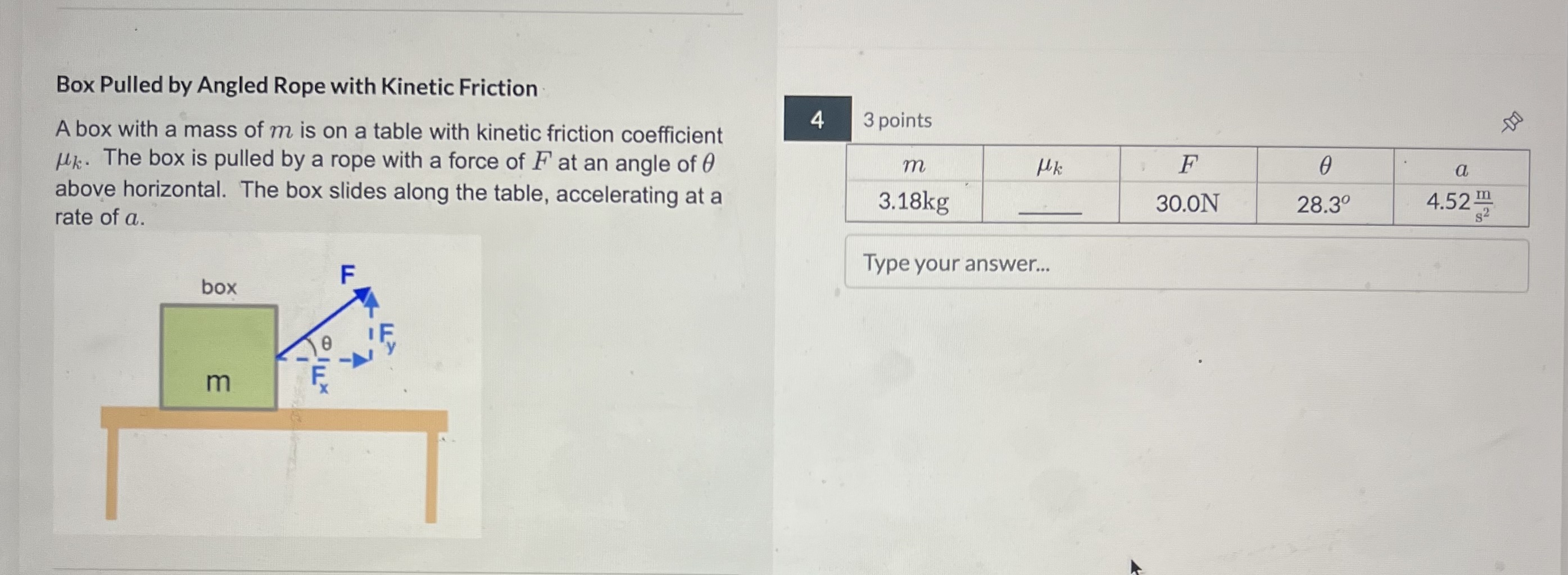 Solved Box Pulled by Angled Rope with Kinetic Friction A box | Chegg.com