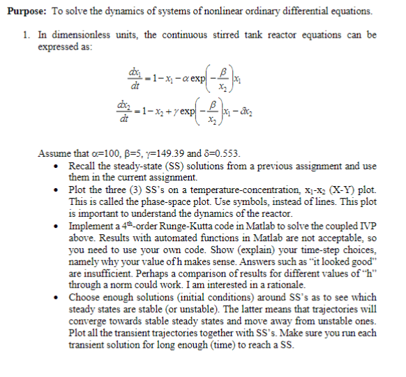 Solved Purpose: To solve the dynamics of systems of | Chegg.com