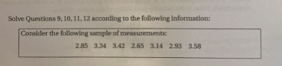 Solved Solve Questions 9, 10,11, 12 according to the | Chegg.com