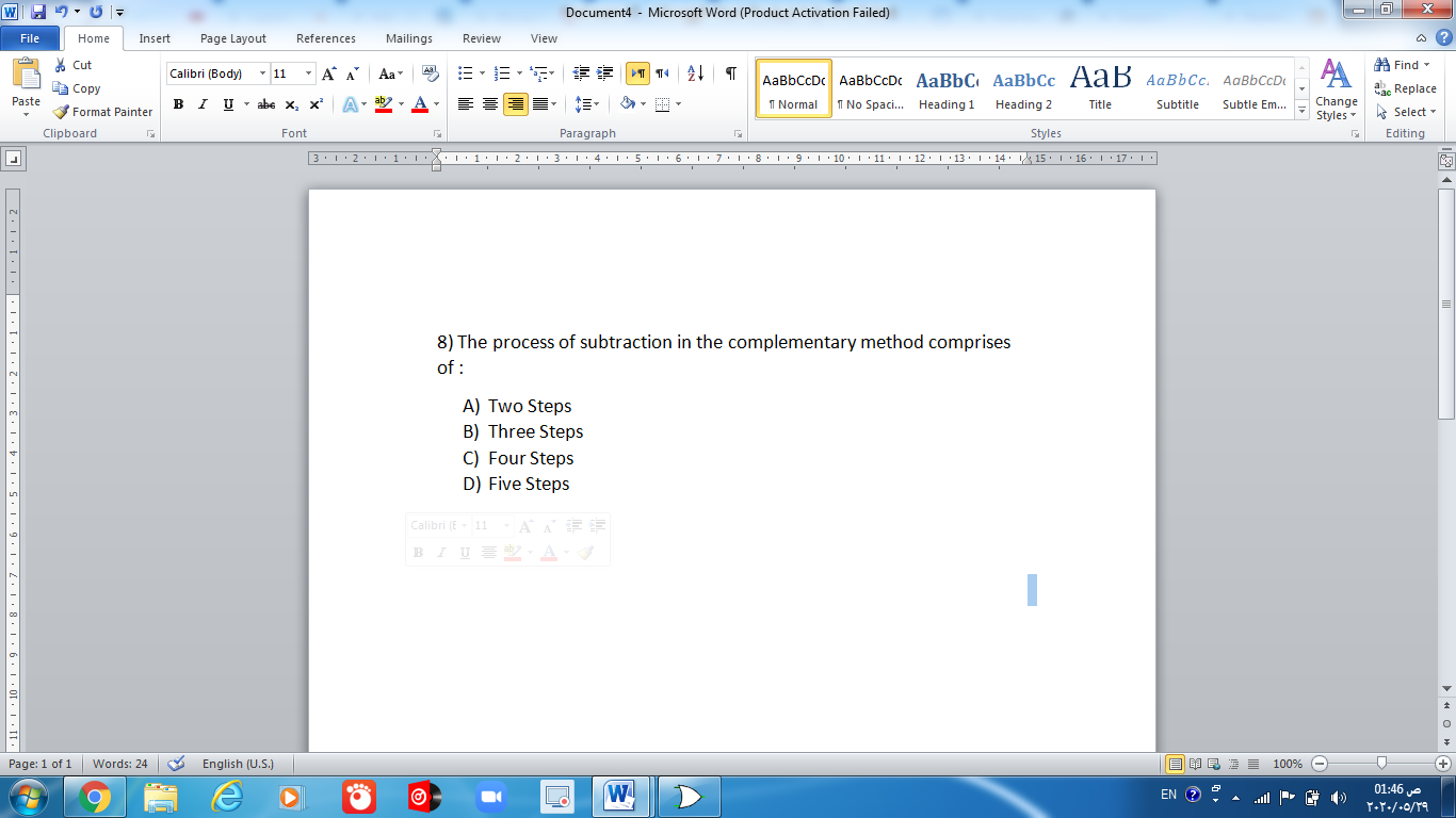 Solved W-U = Document4 - Microsoft Word (Product Activation | Chegg.com
