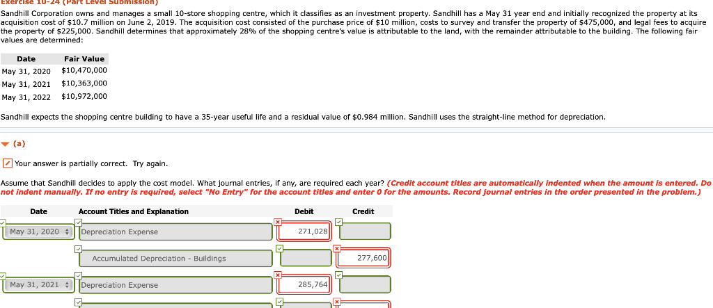 Solved Exercise 10-24 (Part Level Submission) Sandhill | Chegg.com