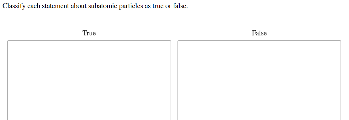 Solved Classify each statement about subatomic particles as | Chegg.com