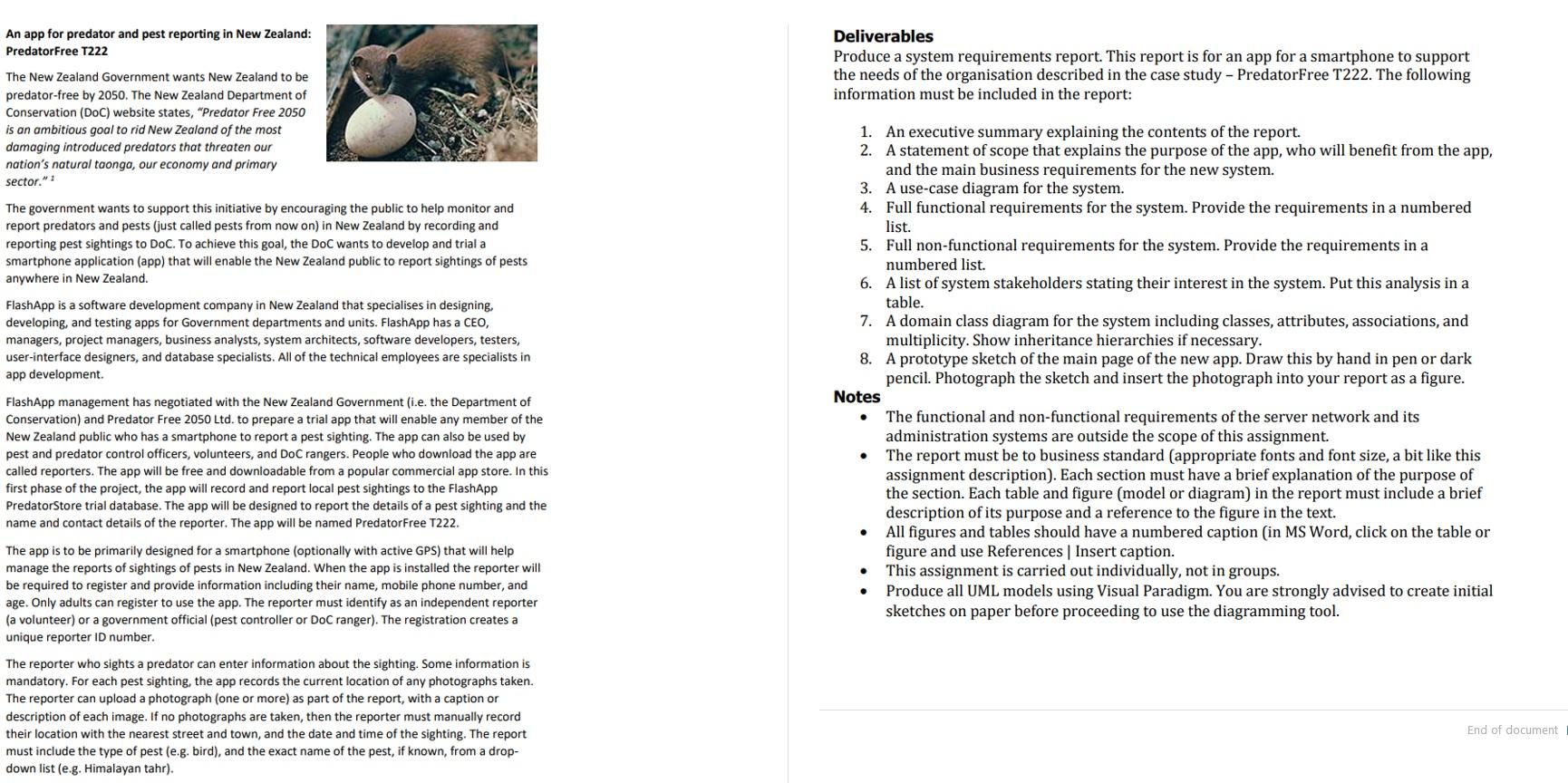 Solved An app for predator and pest reporting in New | Chegg.com