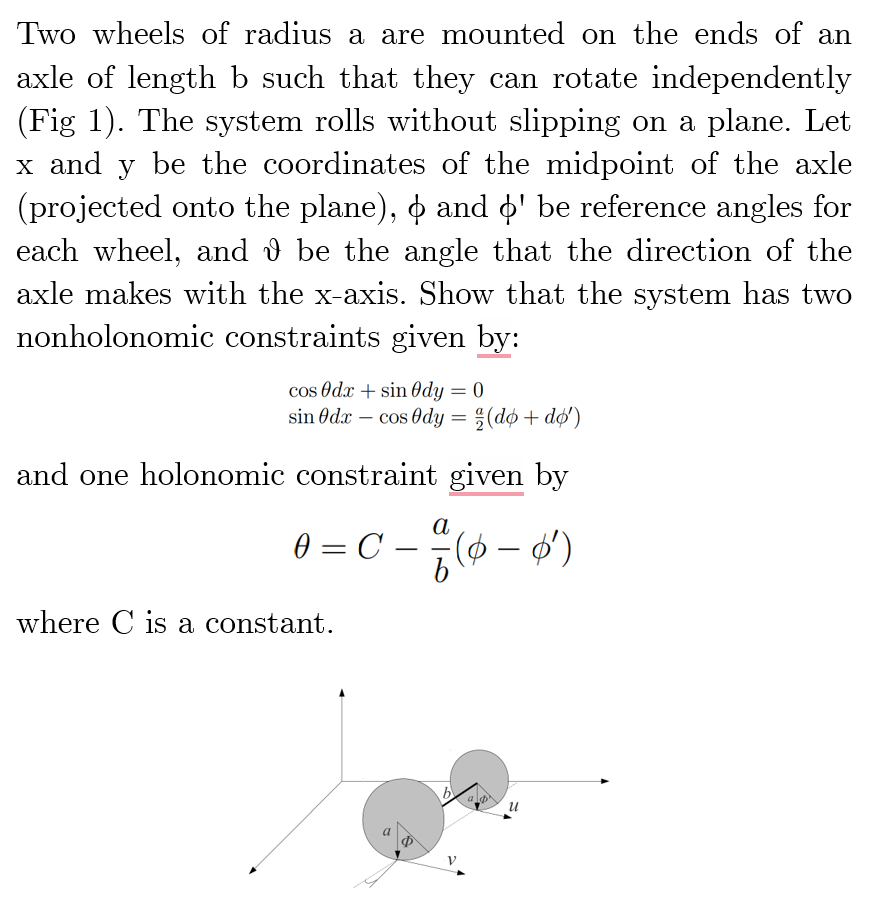 Solved Two wheels of radius a are mounted on the ends of an | Chegg.com